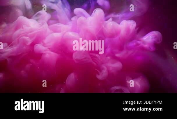 Fume water. Cloud vapor. Defocused pink purple color rainbow ink ...