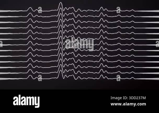 Monochrome 4K animation. It is a seamless cycle of vibrating lines that ...