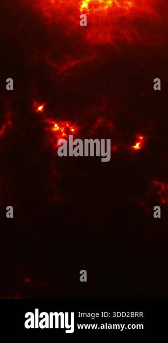 Flying fire ashes and glowing ember particles on dark background ...