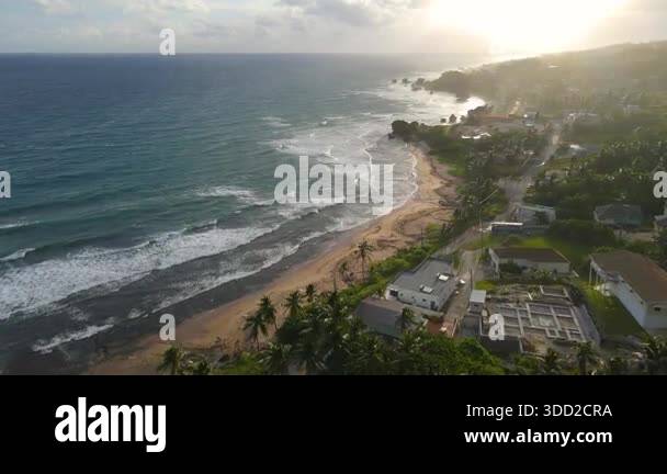 Bathsheba Beach aerial view including mushroom rock in village of ...