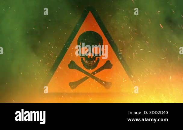Skull Warning Sign With Smoke And Sparks Stock Video Footage - Alamy