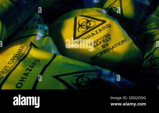 Bio Hazard Waste Packets For Disposal Stock Video Footage - Alamy