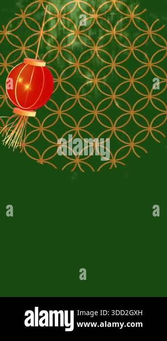Lunar Festival Animated Lantern with a Green Screen Background Stock ...