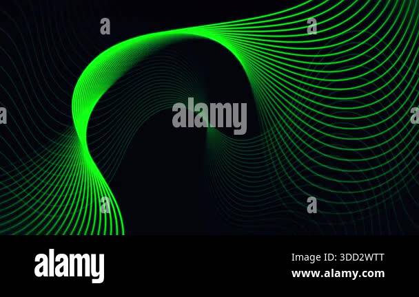 A mesmerizing abstract image featuring a bright green neon wave-like ...