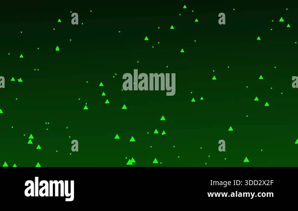 A mesmerizing abstract scene of small green triangles and white dots ...
