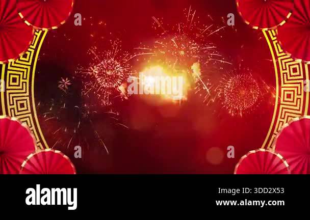 Experience the magic of a vibrant fireworks display on a Chinese New ...