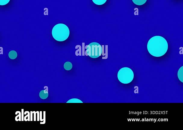 A vibrant blue background featuring various sized teal circles with ...