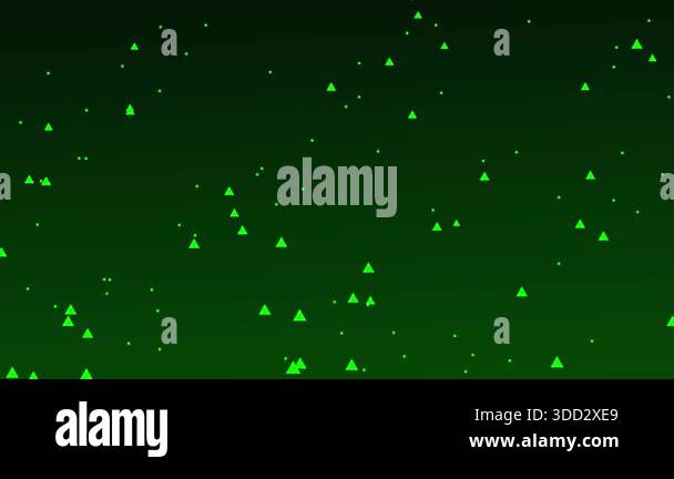 Dynamic glowing green triangles and dots on a dark gradient background ...