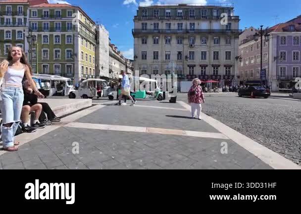 Old Lisbon alley POV walk Portugal tourism scene video Stock Video ...