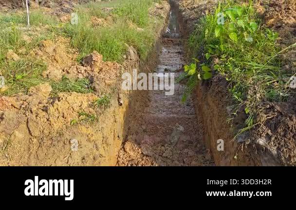 simple man-made drainage system at the plantation land Stock Video ...