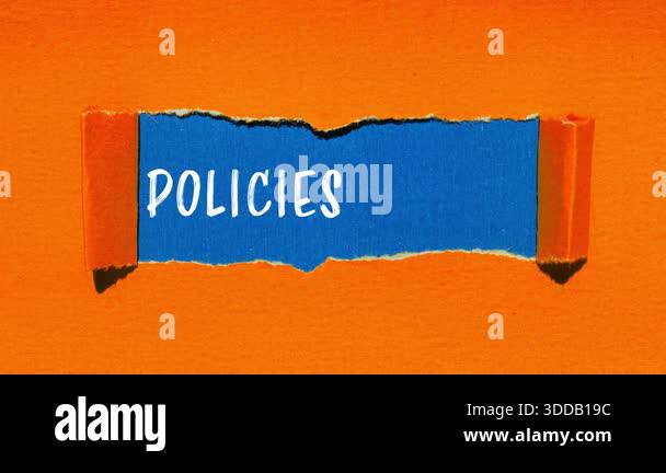 Policies update message writing on ripped torn paper background Stock ...