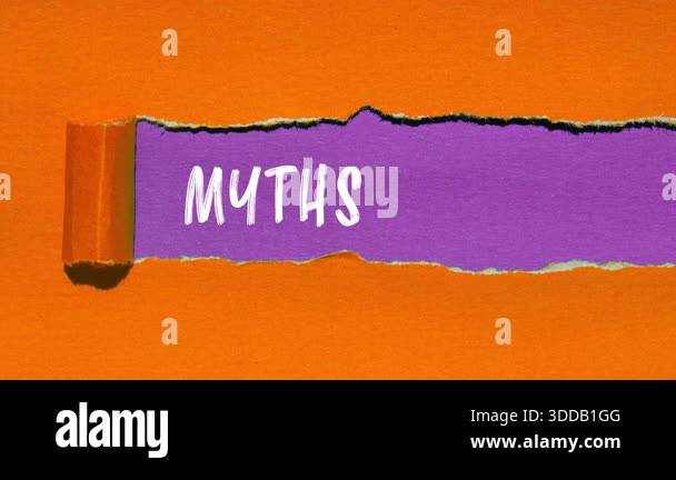 Myths and facts message writing on ripped torn paper background Stock ...