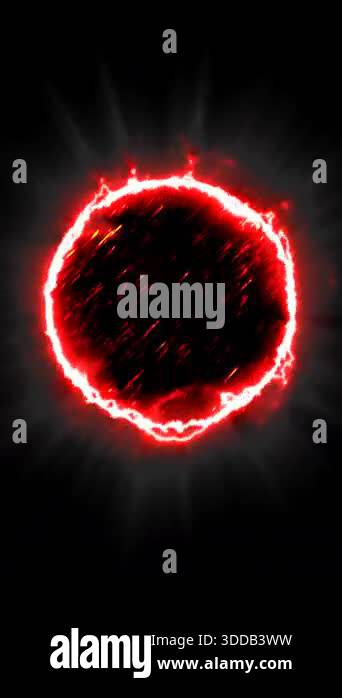 An orb of red plasma glows intensely, surrounded by a bright light on a ...