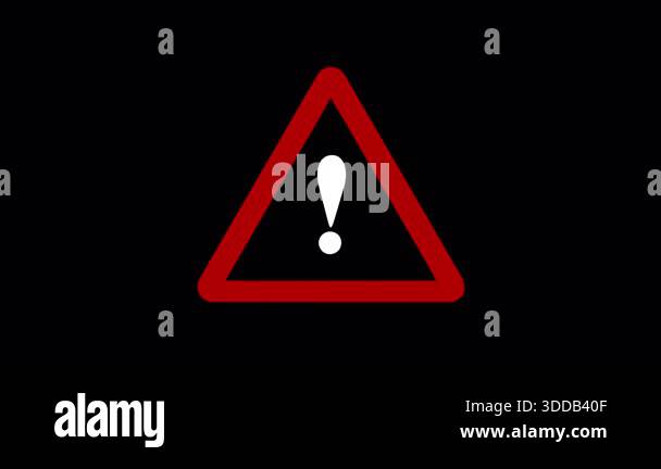 Animated red warning icon displayed on a green screen background, ideal ...