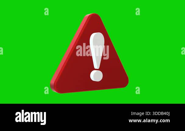Red three dimensional warning symbol on green background, perfect for ...
