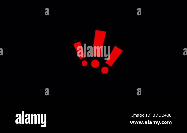 Animated red exclamation marks emerging on a green background, suitable ...