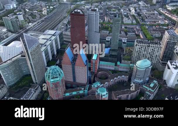 Den Haag, Holland. Business center of The Hague, Netherlands. Cloudy ...
