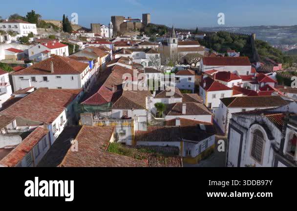Obidos Castle At Obidos In Leiria Portugal. Historical Village ...
