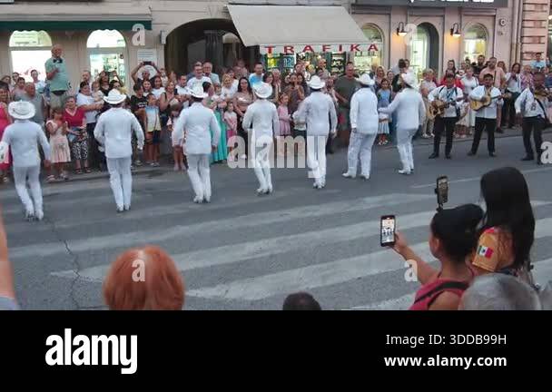 SremskaMitrovica Serbia August 12 2025: beautiful men dancers in white ...