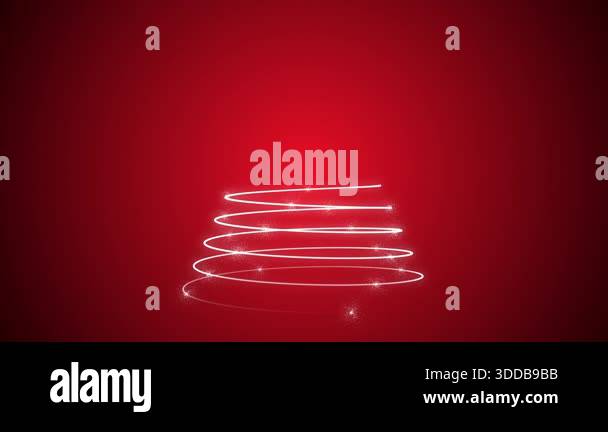 Glowing white spiral Christmas Tree and glittering particles on dark ...