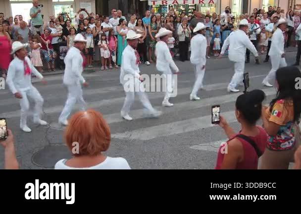 SremskaMitrovica Serbia August 12 2025: beautiful men dancers in white ...