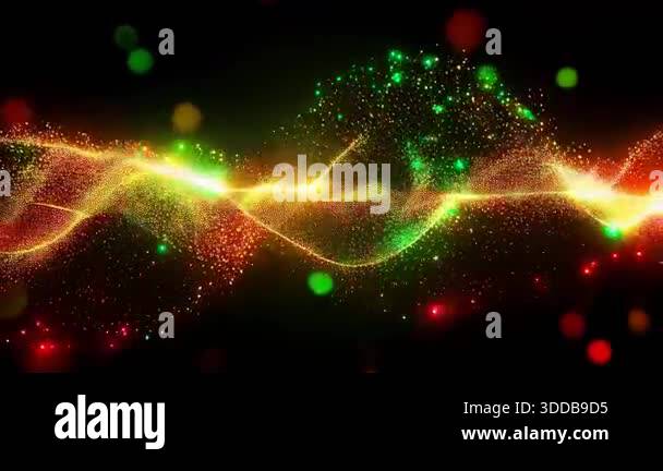 Dynamic Wave of Sparkling Light Particles Evolving across Frame with ...