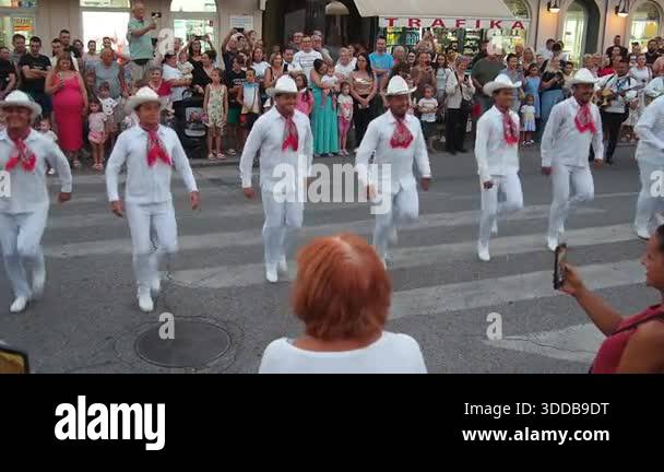 SremskaMitrovica Serbia August 12 2025: beautiful men dancers in white ...