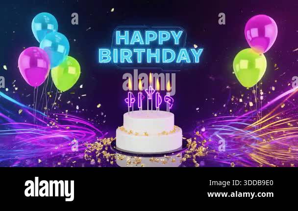 Cinematic Birthday Celebration Featuring Sparkling Confetti Cake ...
