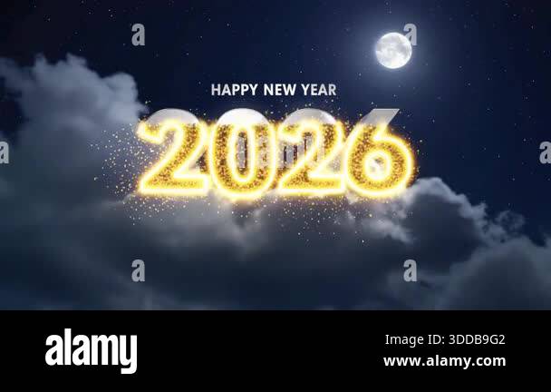 Happy New Year 2026 Celebration Night With Golden Sparkling Particle ...