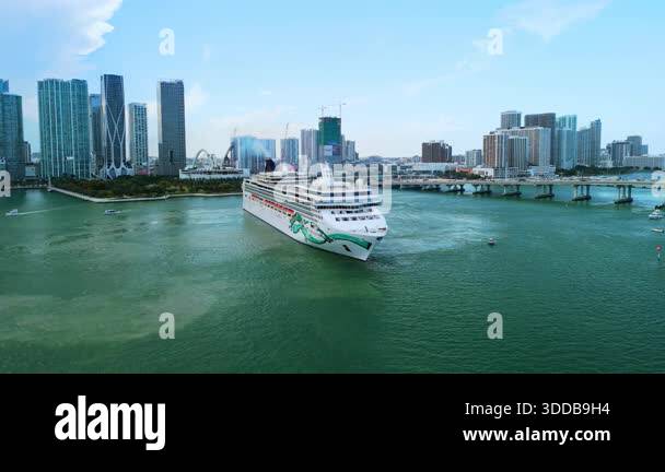 Large cruise liner ready for departing in the Miami port with the ...
