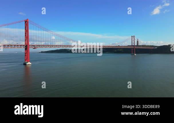 Aerial view of April Bridge. cinematic aerial establishing shot de ...