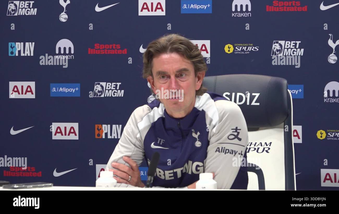 Tottenham vs Brentford: Thomas Frank press conference Stock Video ...