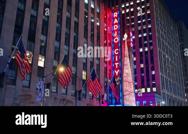 New York, USA, 5 December 2025: Radio City Music Hall with American ...