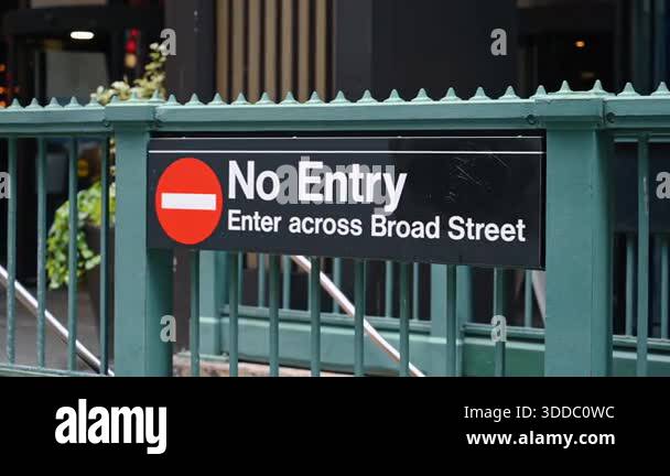 New York, USA, 5 December 2025: Close-up of Subway No Entry Sign on ...