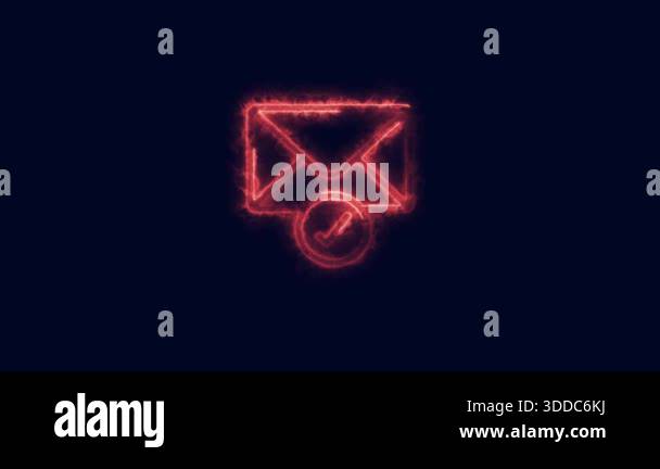 glowing neon line envelope icon isolated on black background. email ...