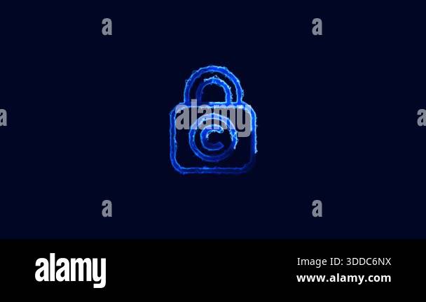 key lock sign. vector blue icon on black background Stock Video Footage ...