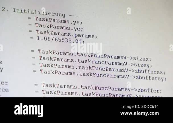Extreme close up of computer programming source code scrolling on a ...