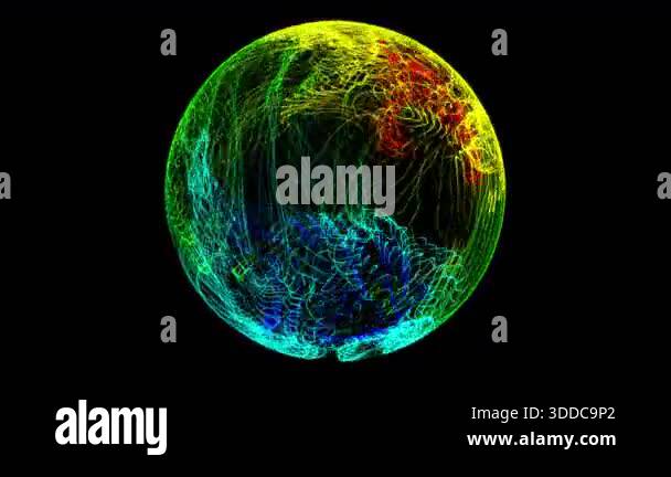 Abstract animated semi transparent colorful futuristic rotating fiber ...