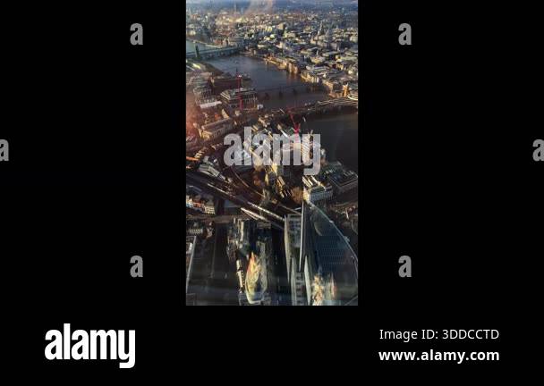 Aerial panoramic view of london cityscape during a sunny day. Iconic ...