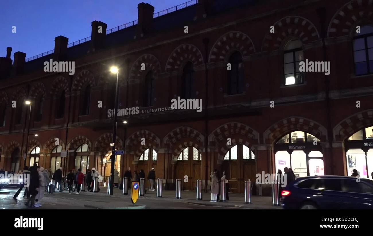 Scene from outside St Pancras Station as Eurostar services resume Stock ...