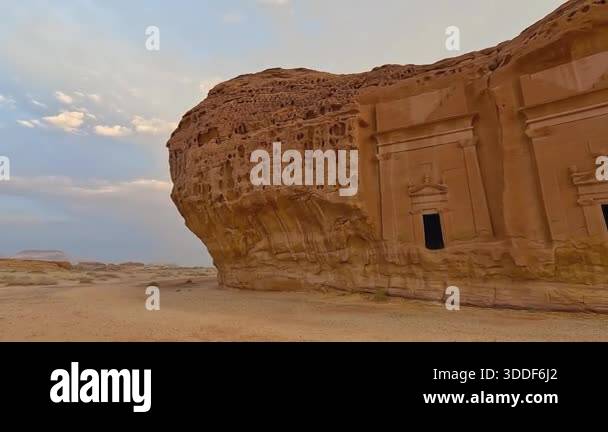 Old Nabatean architecture at Jabal Al Ahmar, Hegra in Saudi Arabia, 18 ...