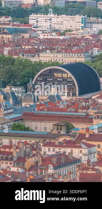 Aerial timelapse of Hotel de Ville de Lyon, the historic city hall of ...
