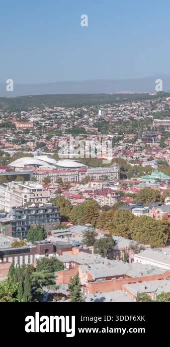 Aerial panoramic view of column of freedom in the center of the city ...