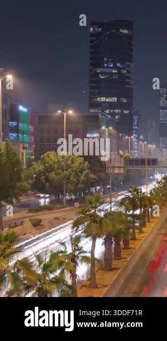 Aerial timelapse view of busy highway traffic on King Fahd Road with ...