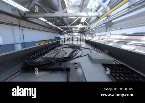 Tram transport factory. Tram inside. Spare parts for the tram at the ...