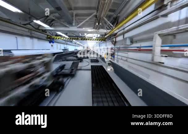 Shooting in tram transport factory. Tram inside. Spare parts for the ...