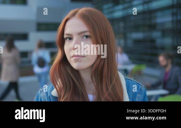 Face portrait beautiful young pretty ginger woman with cute freckles ...