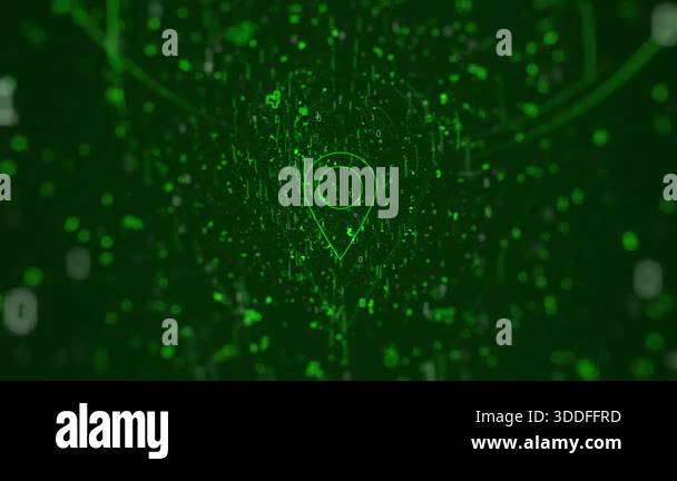 Digital concept: Points icons animation on green digital background ...