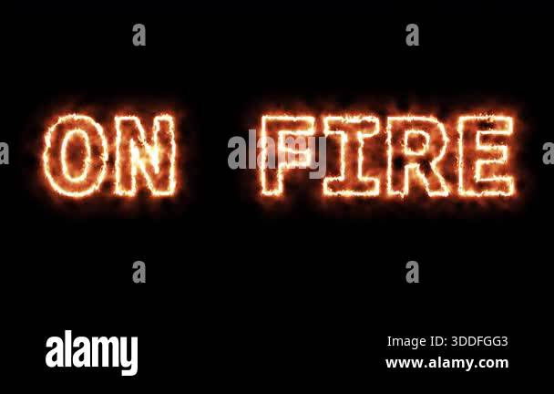 Abstract "On Fire" animation with fire and flame effect on transparent ...