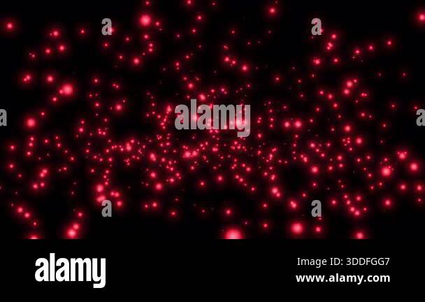 Abstract red star particles with glow effect bouncing on a floor ...